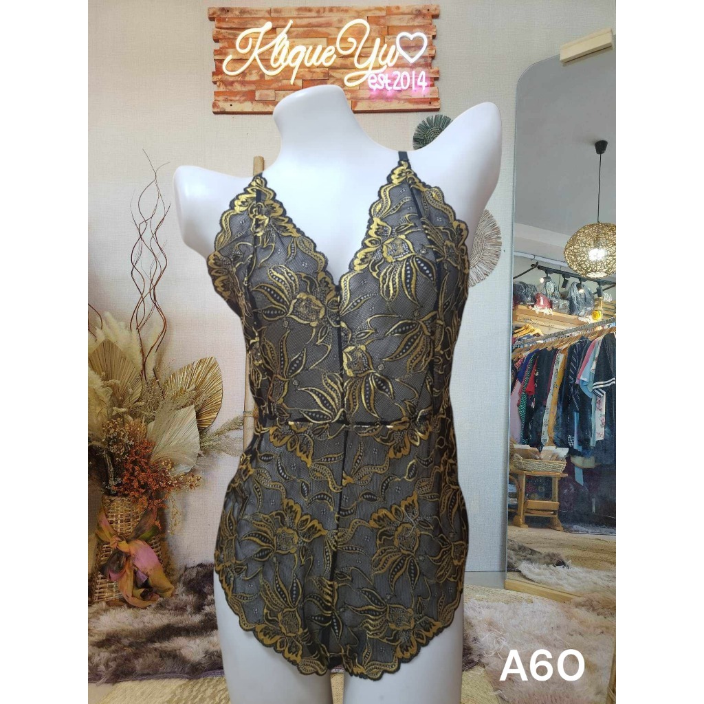 KYU S Code ASH60 Plus Contrast Lace Mesh Teddy Bodysuit (1XL) | Shopee ...