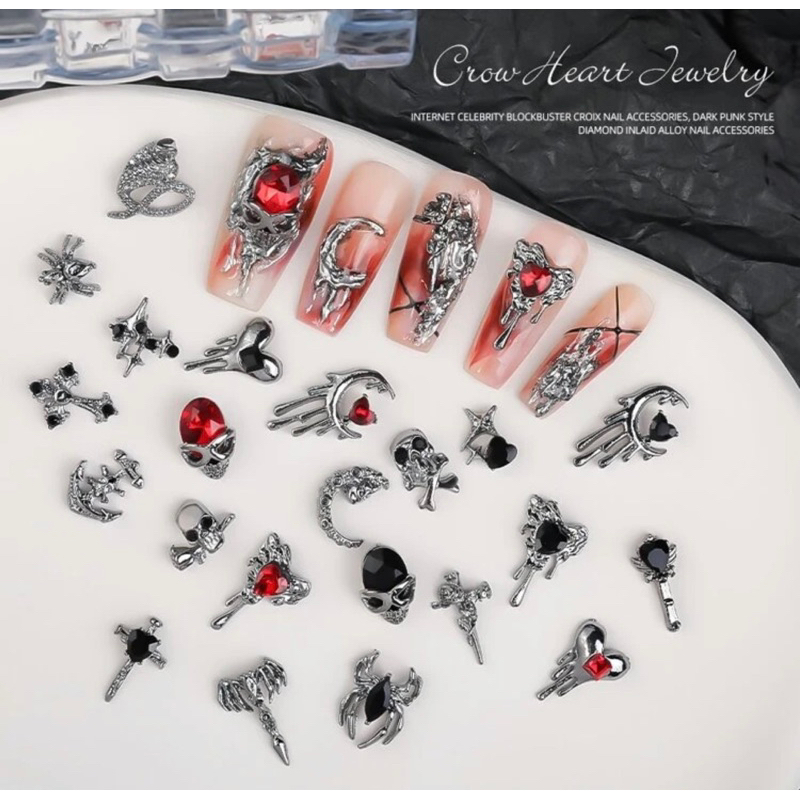 20-50pcs Gothic Spooky Halloween Nail Art Charms Rhinestones Decoration ...