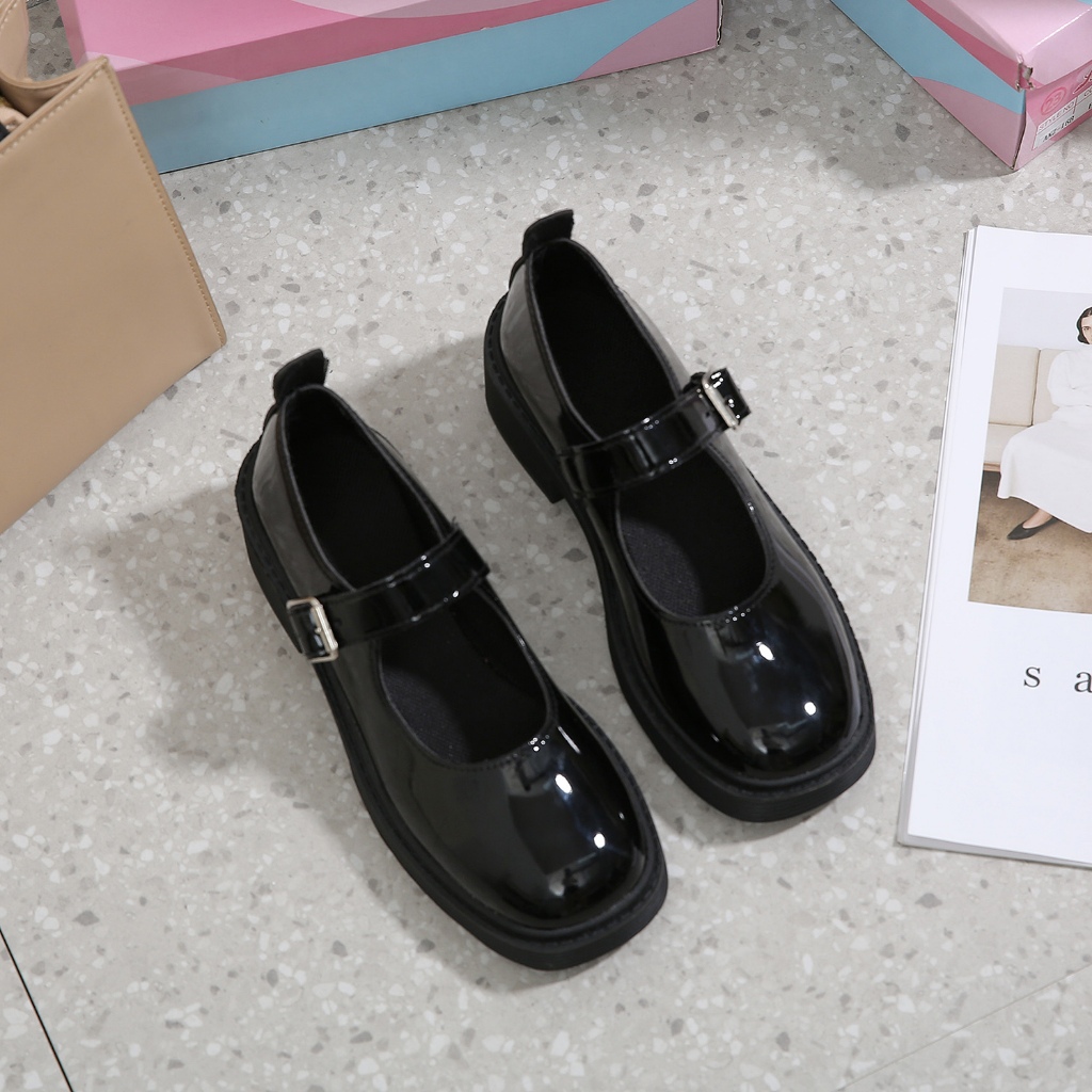 2 INCH SOFT MATTE CHUNKY BLACK SHOES A-13 | Shopee Philippines