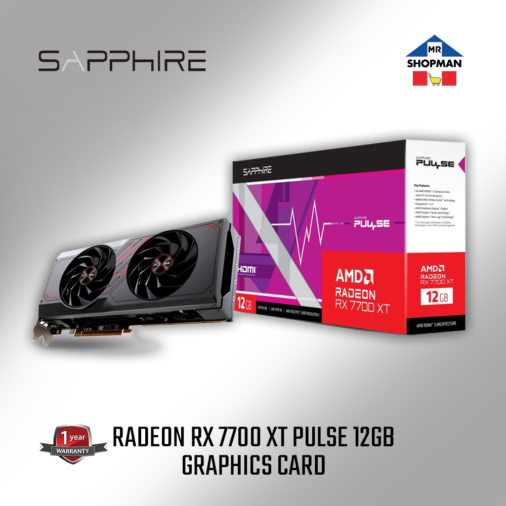 Sapphire PULSE AMD Radeon RX 7700 XT 12GB GDDR6 192 Bit Graphics Card ...