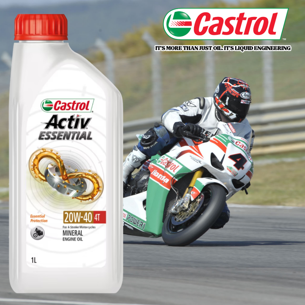CASTROL ACTIV ESSENTIAL 20W-40 4T FOR 4 STROKE MOTORCYCLE 1L | Shopee ...