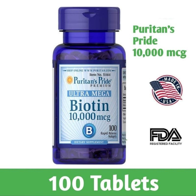Puritan's Pride Biotin 10,000mcg, 100 Softgels | Shopee Philippines