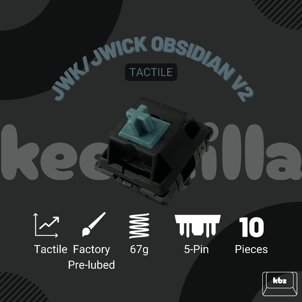 JWK/JWICK Obsidian v2 Lagoon Budget Tactile Switch Mechanical Keyboard ...