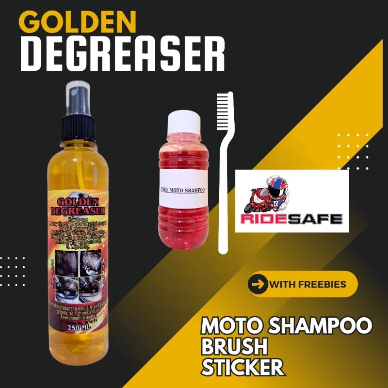 BIKE DEGREASER WITH FREE MOTO SHAMPOO, BRUSH AND STICKER | Shopee ...