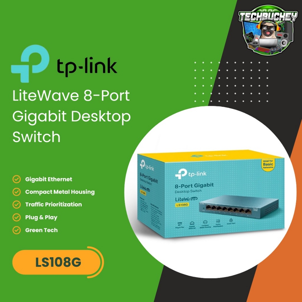 TP-Link LS108G 8-Port 10/100/1000Mbps Desktop Network Switch | Shopee ...