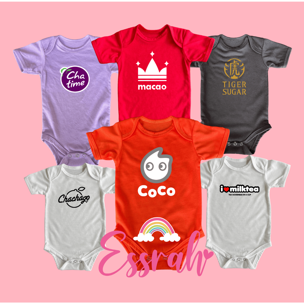 Milk tea food logo ( baby onesie customized onesie ) | Shopee Philippines