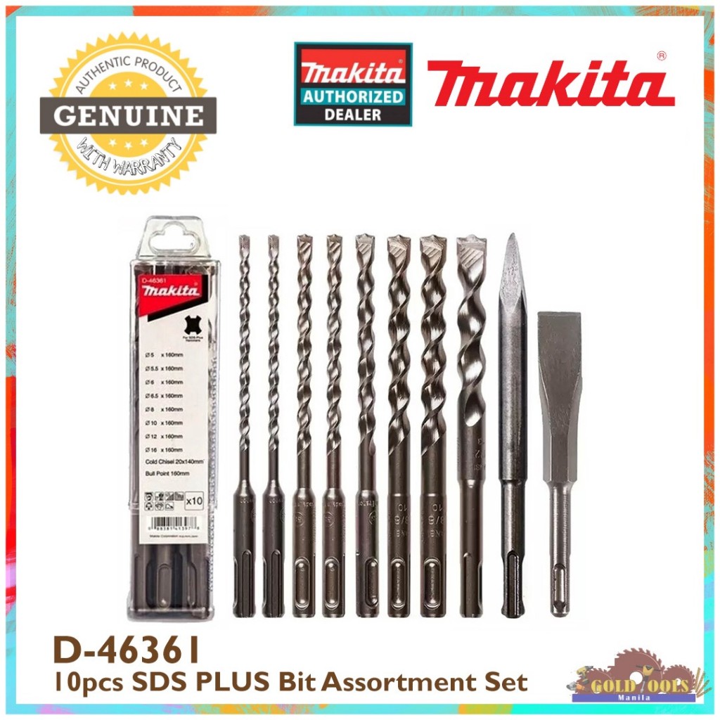 MAKITA D-46361 SDS Plus Drill Bit and Chisel SET (10PCS) | Shopee ...