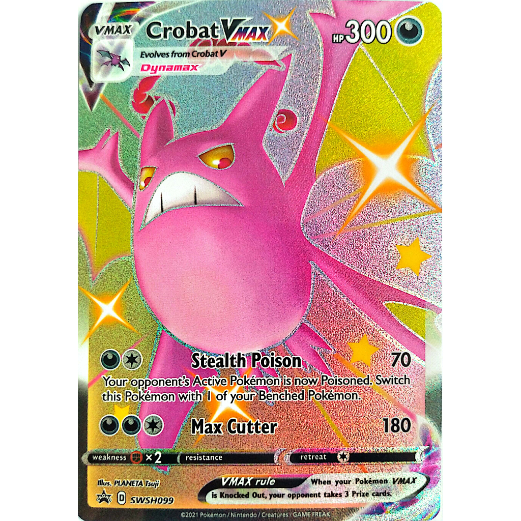 Pokemon TCG Crobat VMAX SWSH099 Black Star Promo Shiny Ultra Rare Card ...
