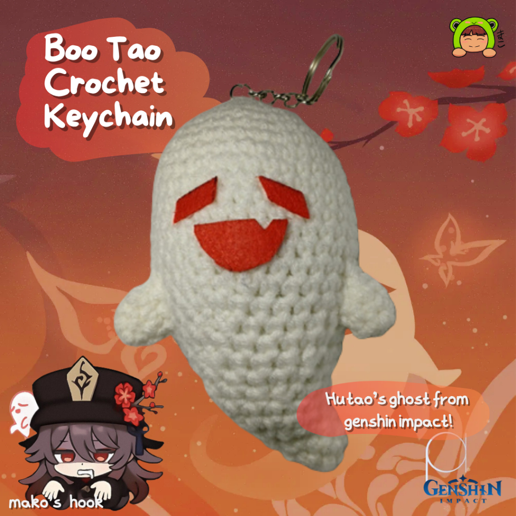 boo tao crochet keychain (hu tao's ghost in genshin impact ...