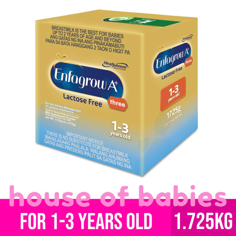 Enfagrow A+ Three Lactose Free 1-3 Yrs Old 1.725kg | Shopee Philippines