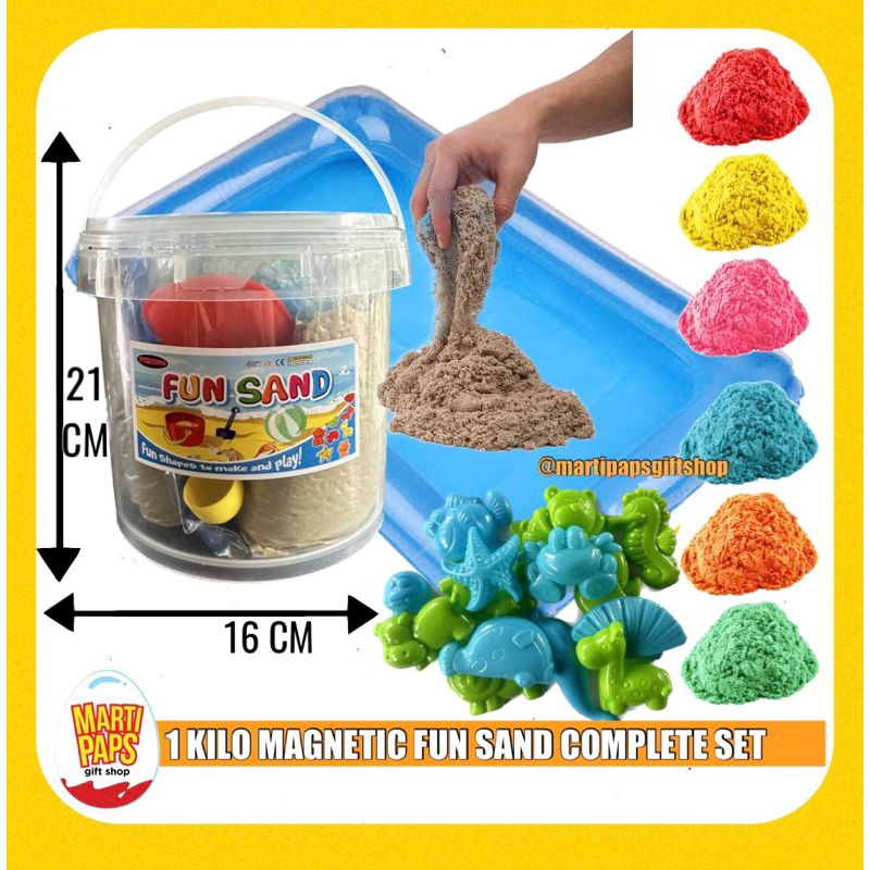 COLORFUL MAGNETIC FUN SAND 1KG W/ MOLDS AND INFLATABLE TRAY | Shopee ...