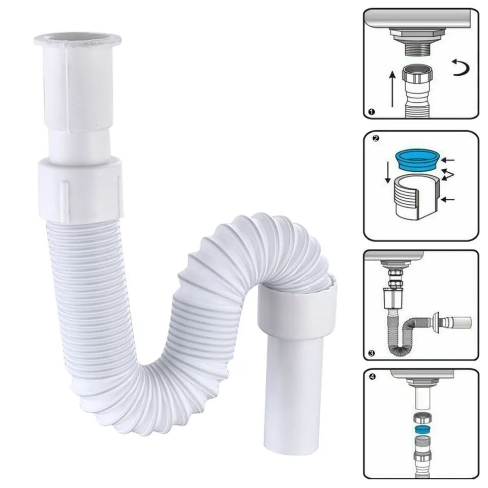 Flexible Sewer Pipe Shower Waste Pipe Trap Sink Drains Wash Basin Pipe ...