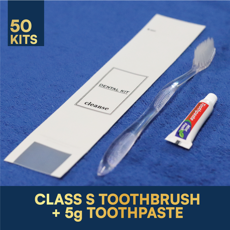 CLASS S - 50 PACKS TRANSPARENT HOTEL DENTAL KIT TOOTHBRUSH CLASS S WITH ...