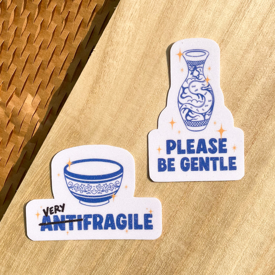 Fragile Vases | Vinyl Glitter Solo Sticker | Laptop, Water Bottle Decor ...