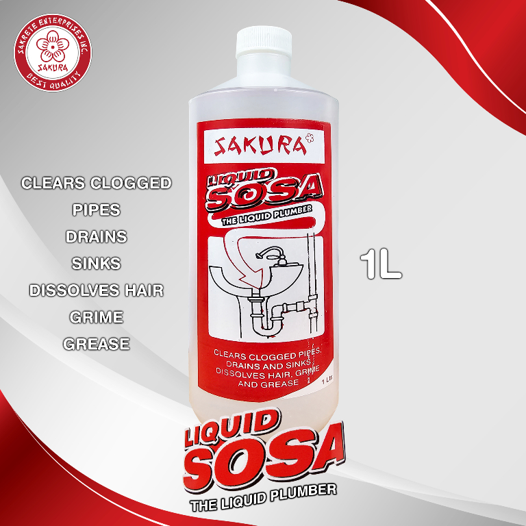 Liquid Sosa Sakura 250ML 500ML 1L Clogged Drain Sink Pipes Grime Grease ...
