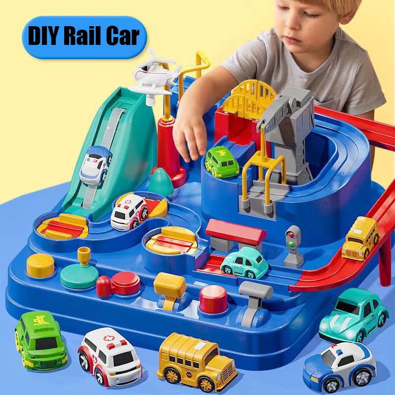 DIY Car Adventure Rail Car Toy Set Assembly Track Car Set Educational ...