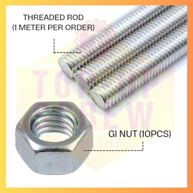 FULL THREADED ROD 1/4 & 5/16 | (GI) Galvanized | 1meter per order ...