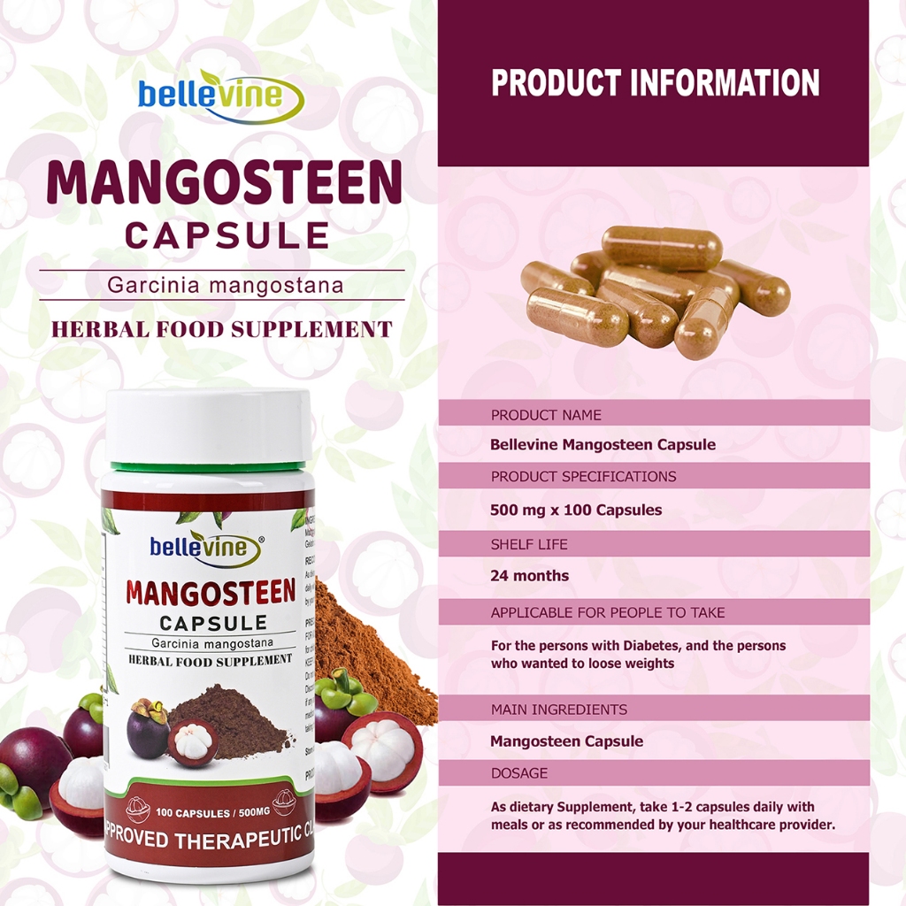 Original Mangosteen Supplement Capsules 500mg/100 Capsules (Garcinia ...