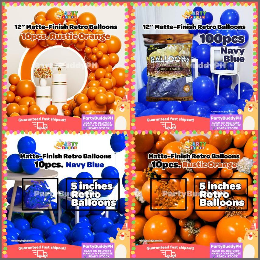 10pcs Retro Balloons Navy Blue Rustic Hermes Orange Balloons ...