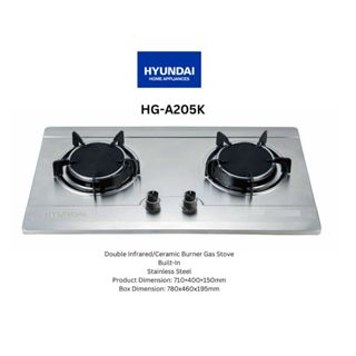 Hyundai Double Infrared/ Ceraminc Burner Gas Stove Built in Stainless ...