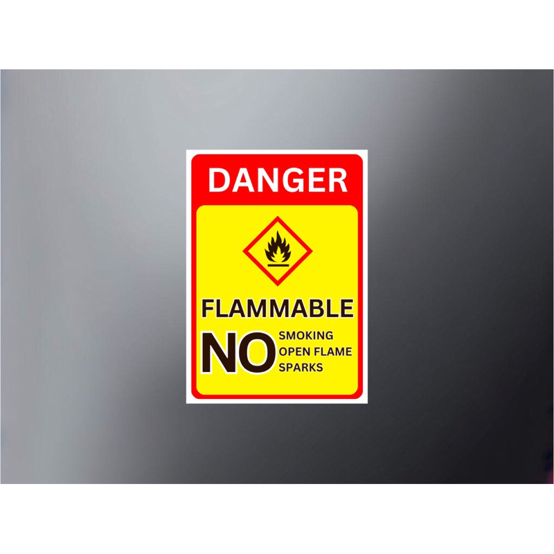 Flammable danger sign, no smoking, no open flame, and no spark vinyl ...