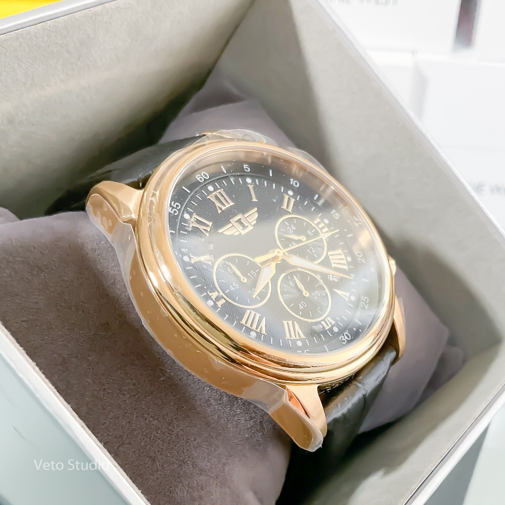 Invicta I Men's Chronograph Black Dial Black Leather Dress Watch Gold ...