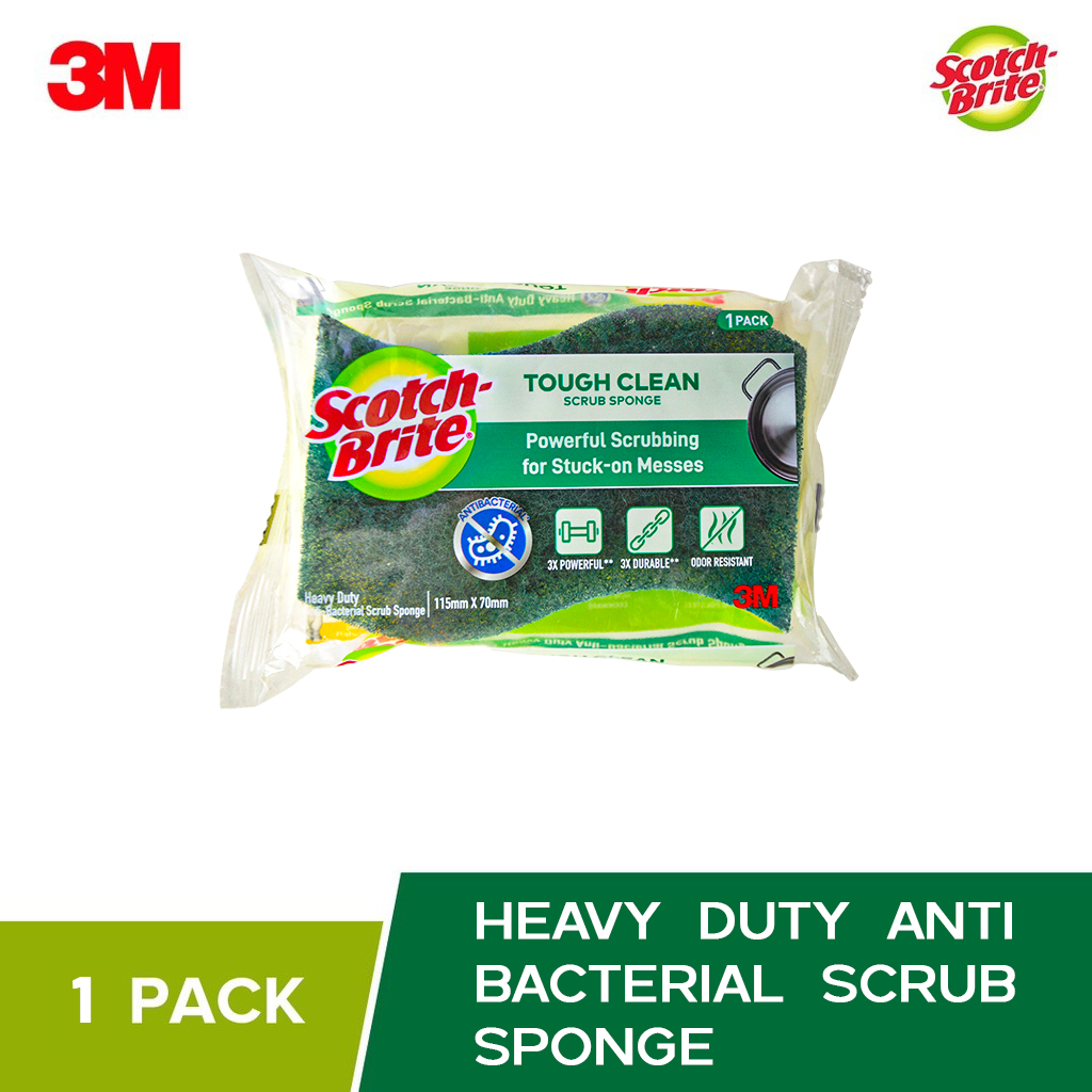 3M Scotch Brite Tough Clean Anti Bacteria Scrub Sponges 1PC 115mmx70mm ...