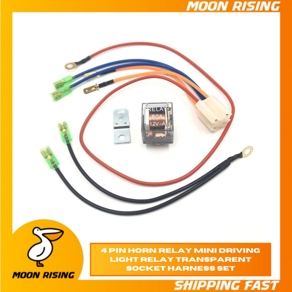4 PIN HORN RELAY MINI DRIVING LIGHT RELAY SET TRANSPARENT SOCKET ...