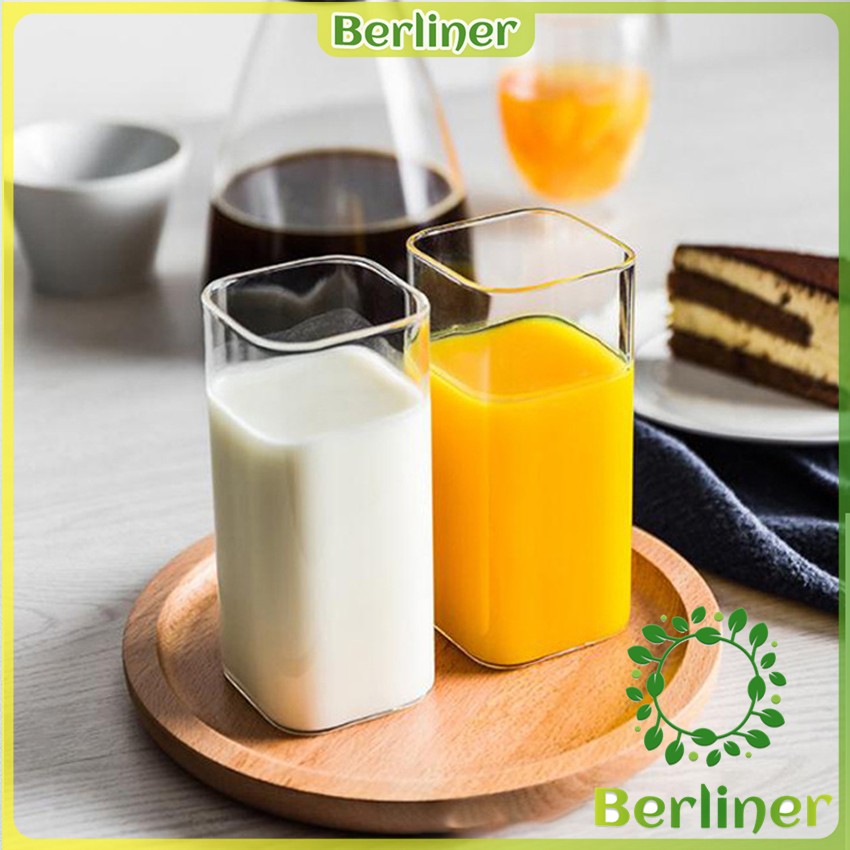Berliner High Temperature Resistant Square Transparent Glass Tea Milk ...