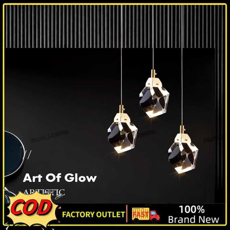 Modern Nordic LED Crystal Chandelier Ceiling Light for Dining Room Bar ...