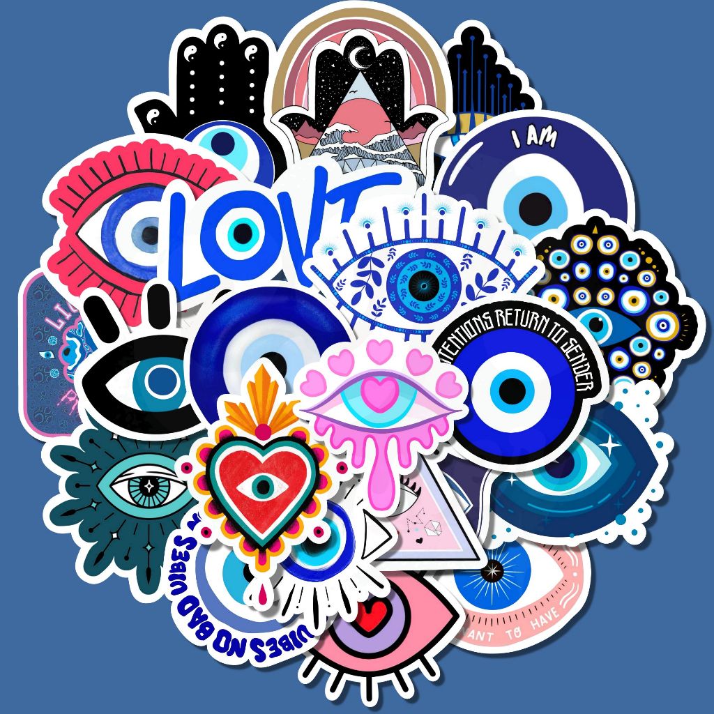 Evil Eye Lucky Blue Eye Stickers | Kindle Decor Waterproof Holographic ...
