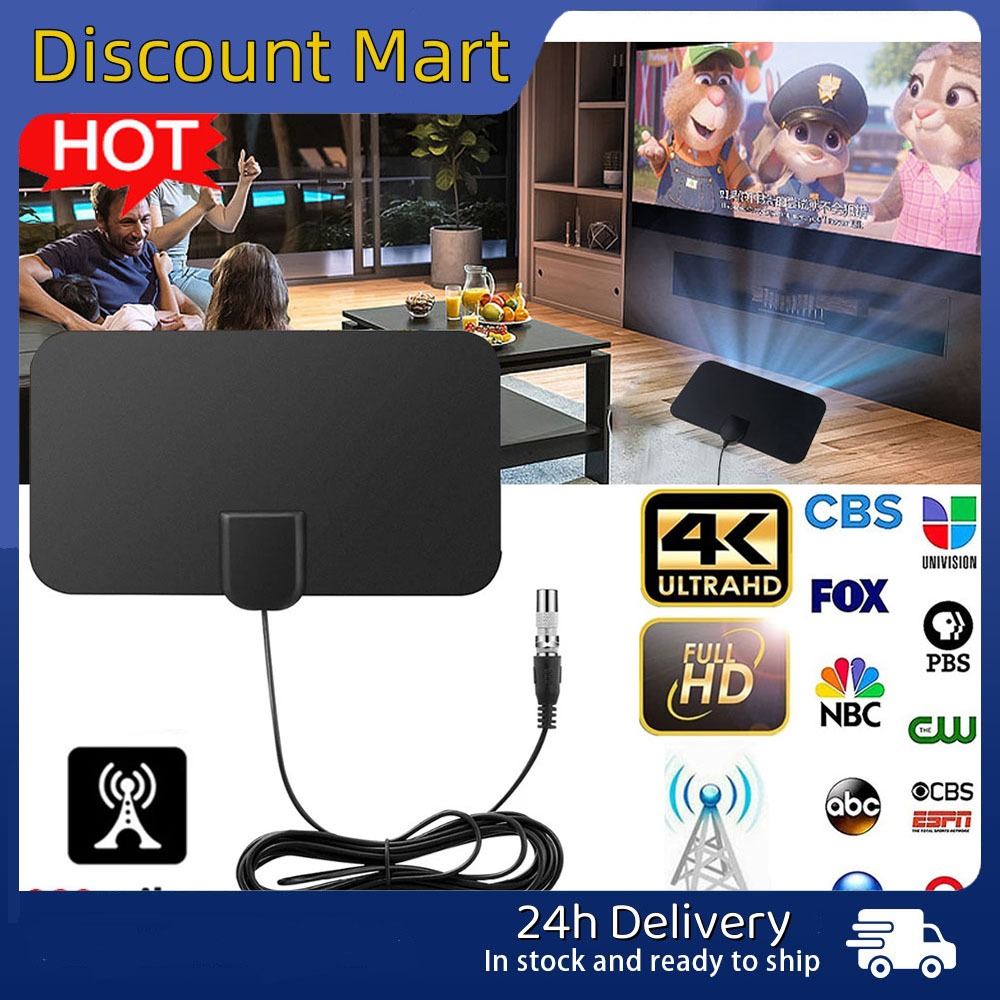 HDTV TV Antenna Indoor Digital TV Aerial Antenna Booster 50-Mile Range ...
