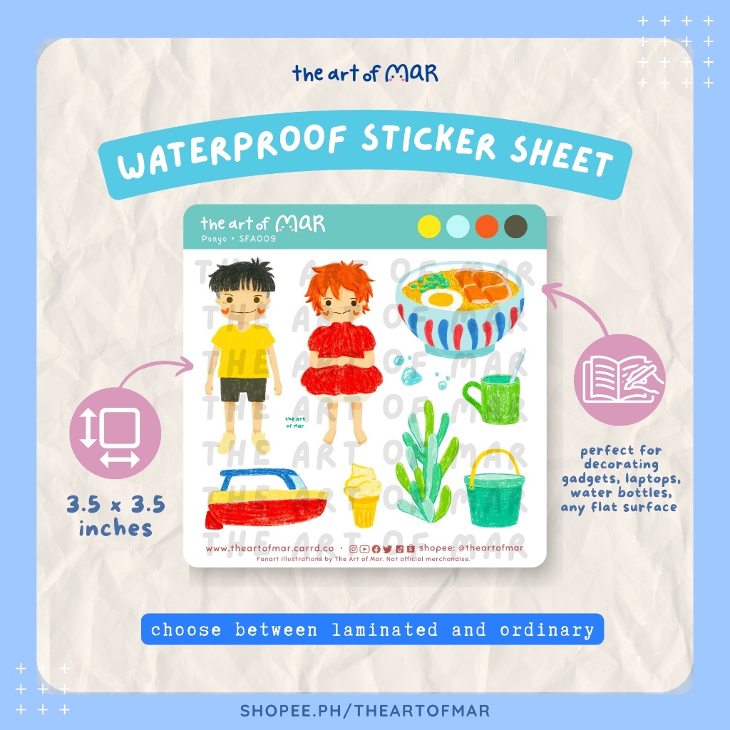 Ponyo sticker sheet by The Art of Mar | Studio Ghibli sticker | laptop ...