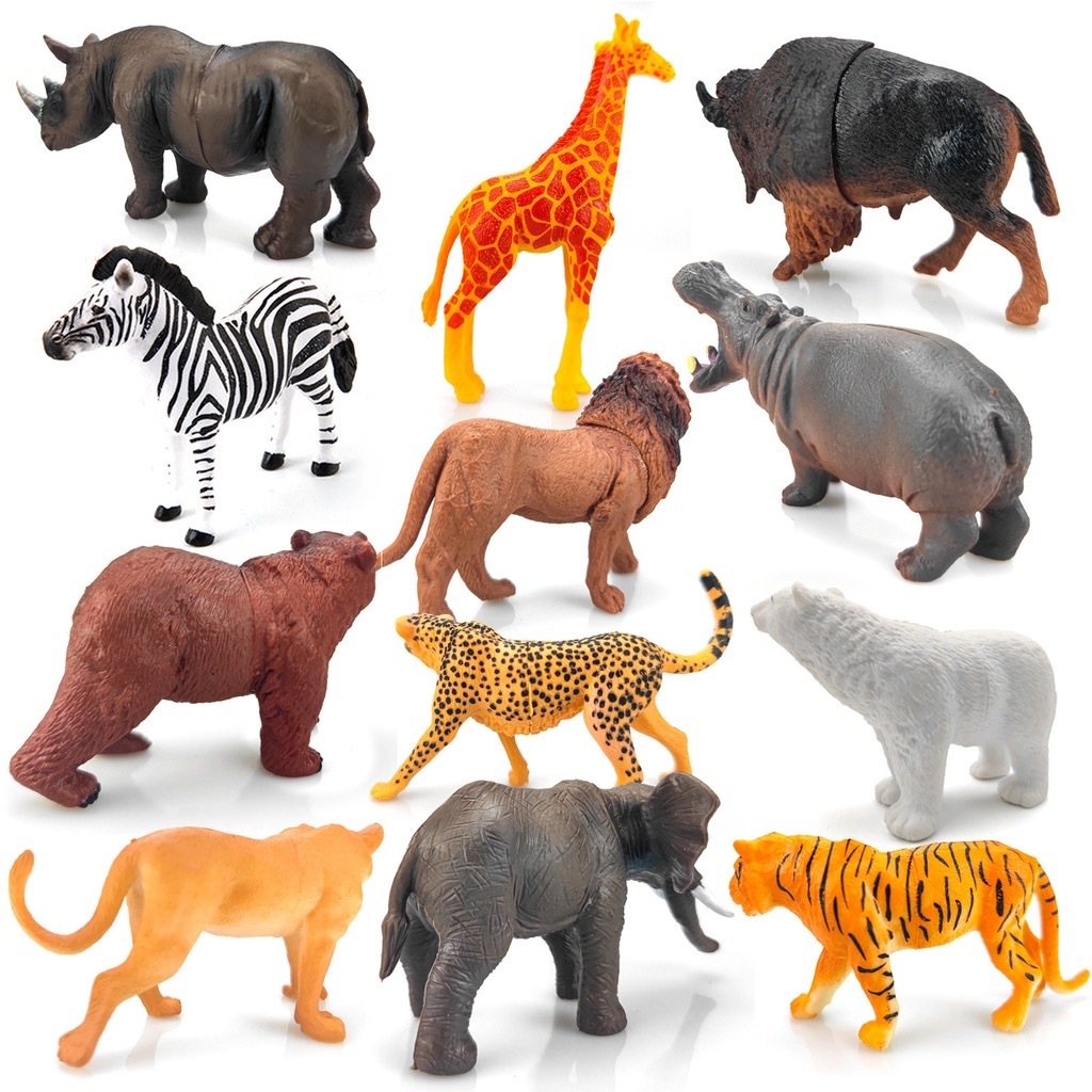8 in 1 wild animal rubber large animal toy ornament | Shopee Philippines