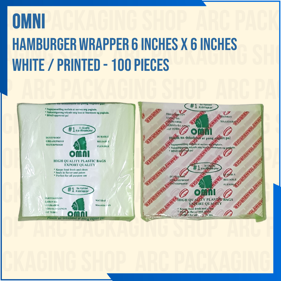 Omni Hamburger Wrapper 6x6 White / Printed 1 Pack (100 Pieces) | Shopee ...