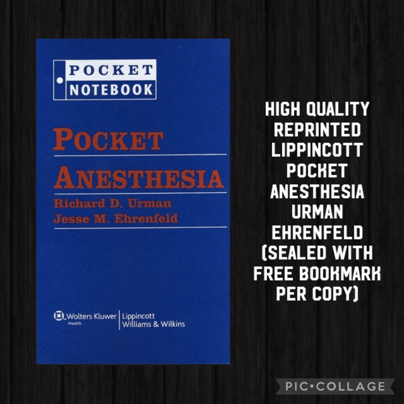 Pocket Anesthesia Lippincott Urman Ehrenfeld Pocket Notebook Anesth ...