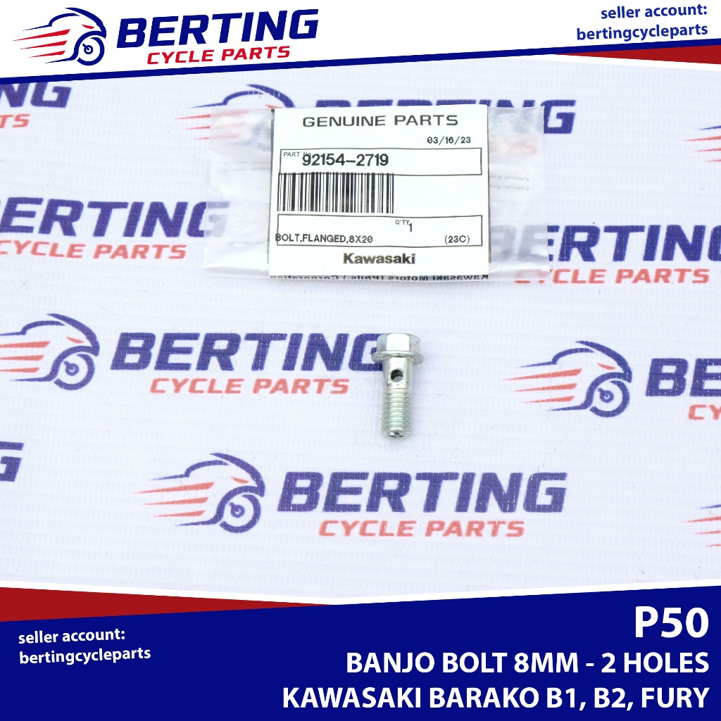 BANJO BOLT OIL PIPE 8X20 2 HOLES 10mm-HEAD 8mm-THREAD Kawasaki Barako ...
