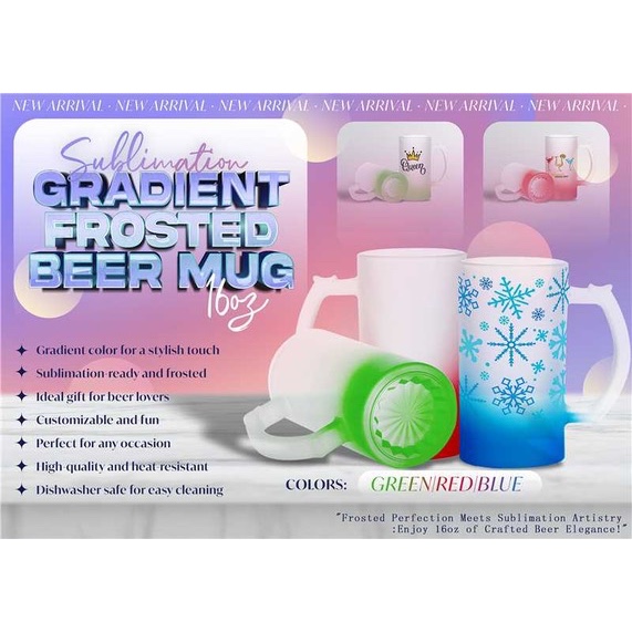 Sublimation Gradient Frosted Beer Mug 16oz (2 pieces) | Shopee Philippines