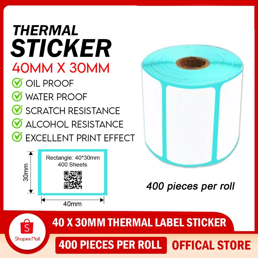 Thermal Label Adhesive Sticker Paper Sensitive 40.5mm Diameter (400 pc ...