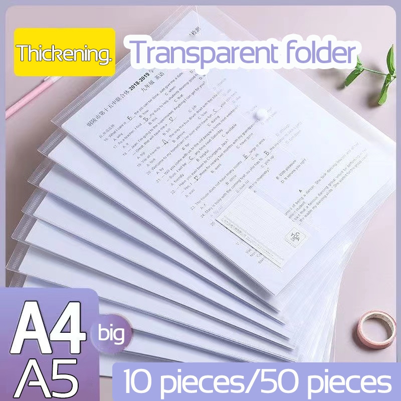File Bag a4/a5 Transparent Thickened Snap Button Data Archives Office ...