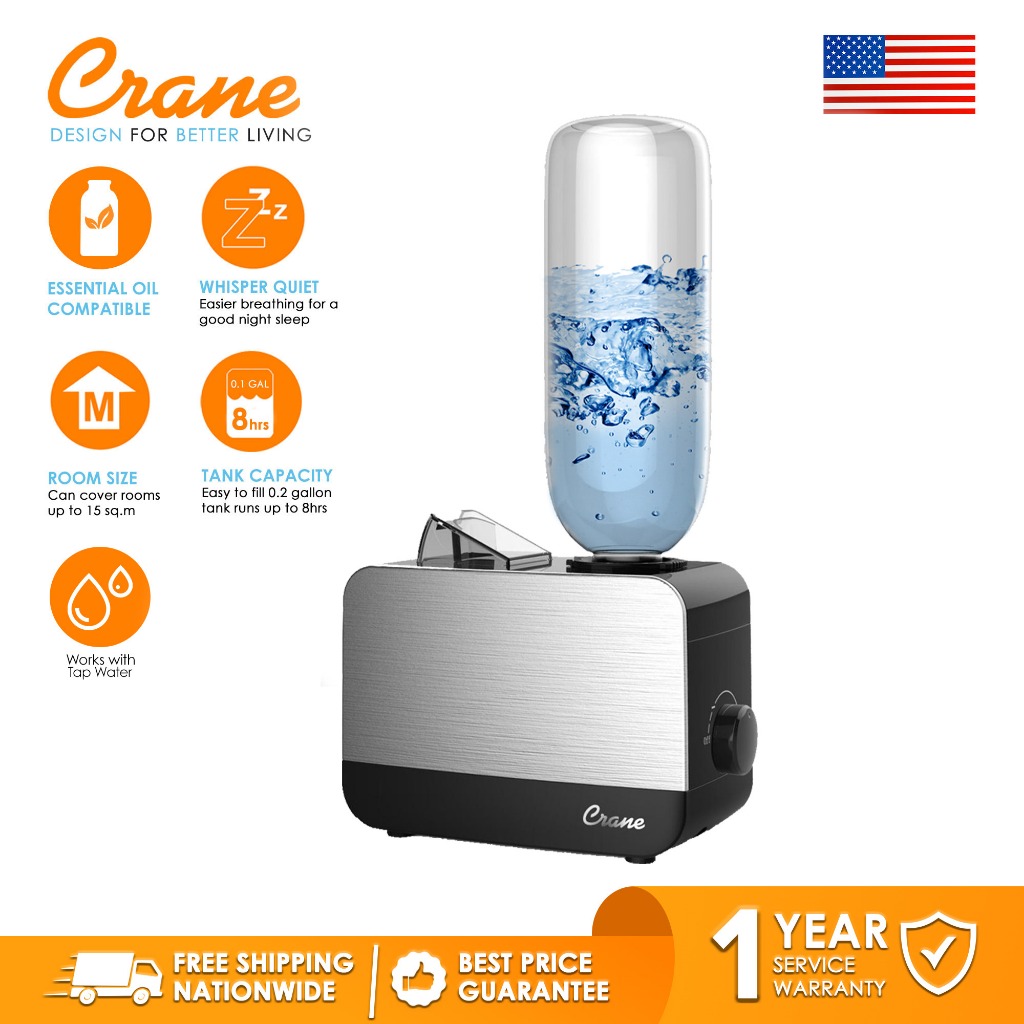 Crane Personal Humidifier with Bottle for Cough, Colds, Flu, & Sore ...