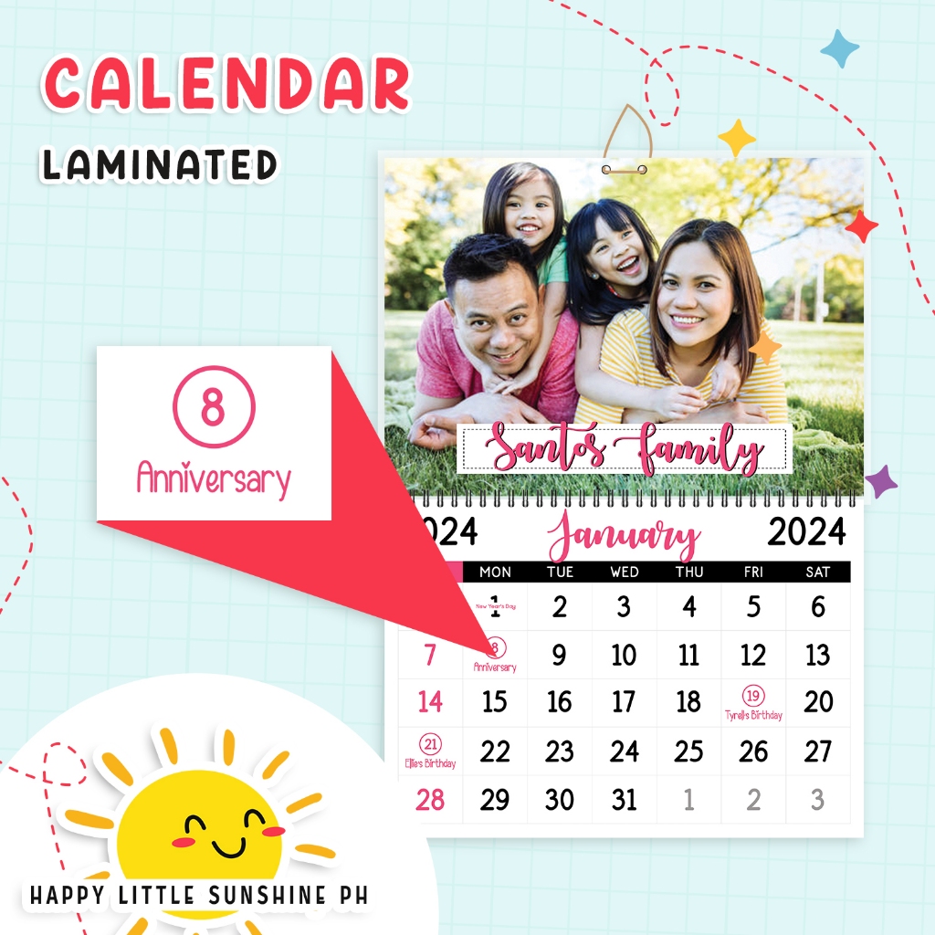 HLSPH | Laminated Customized Calendar / A4 A3 Personalized wall hanging ...