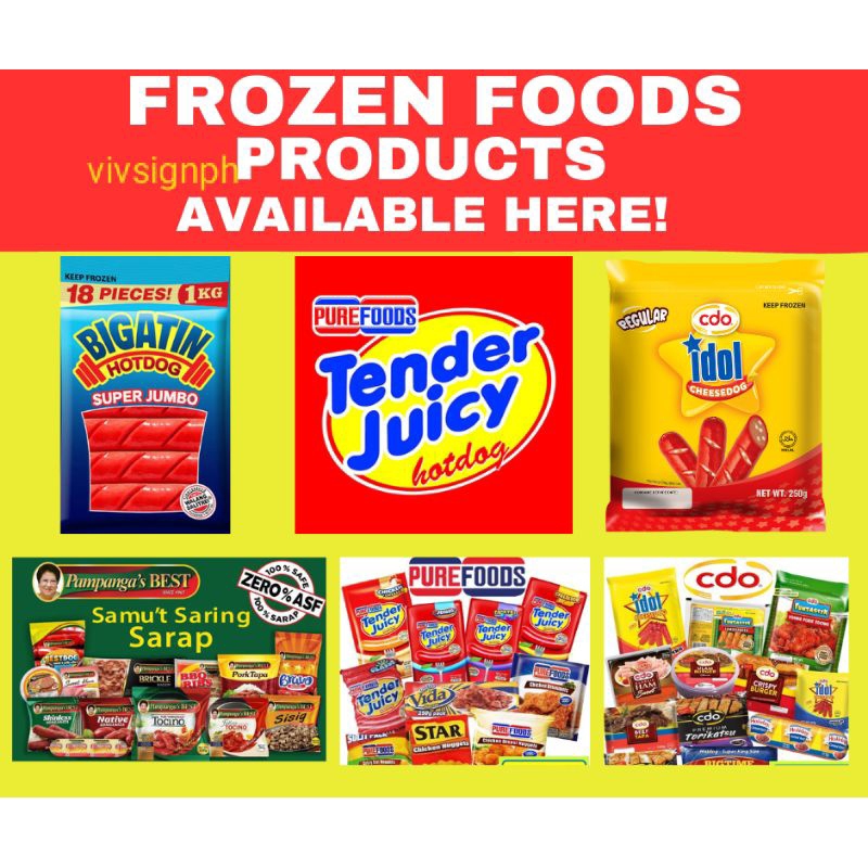 Laminated Frozen Foods Products Signages A4 Size 250mic makapal matibay ...