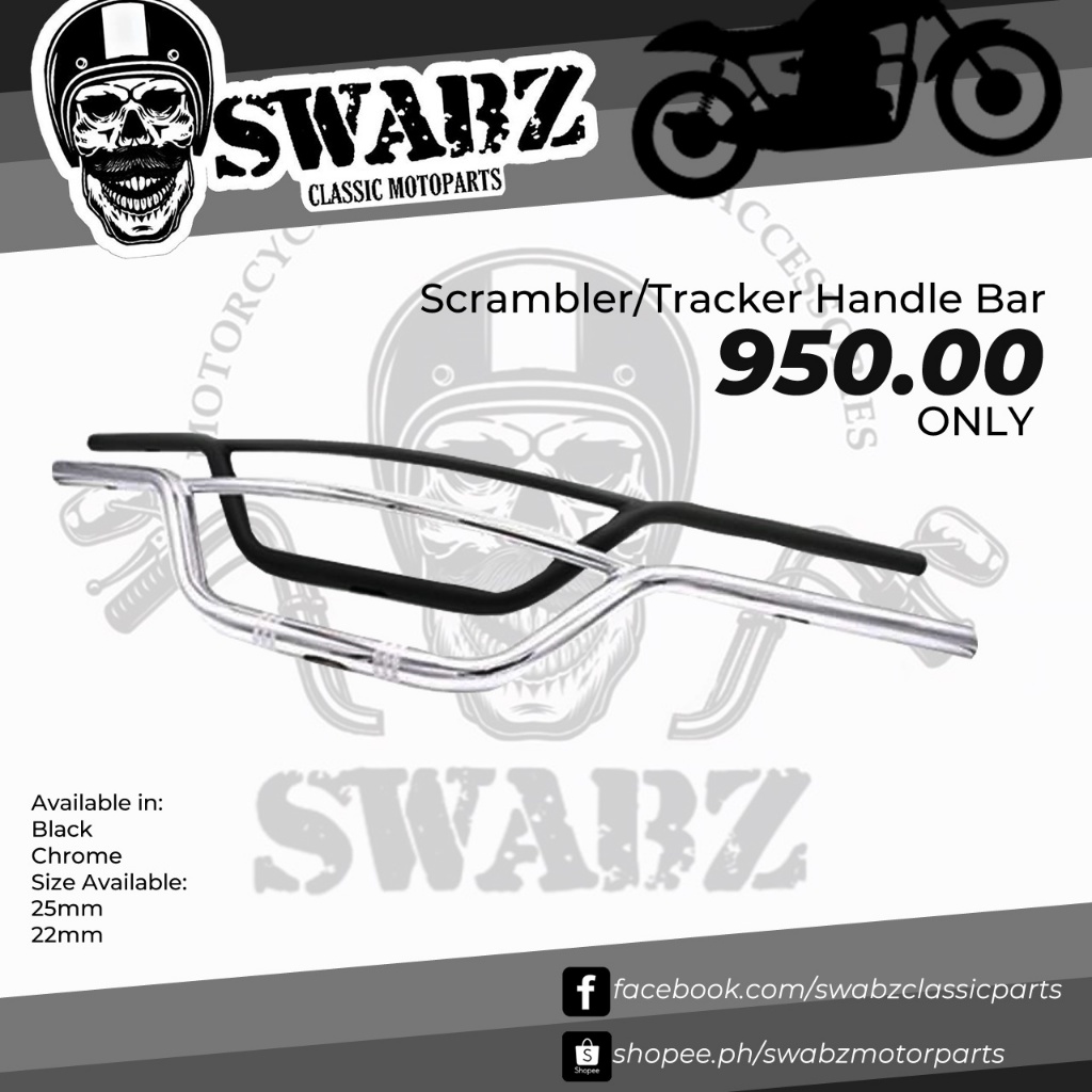 Plain classic scrambler handle bar 22mm | Shopee Philippines