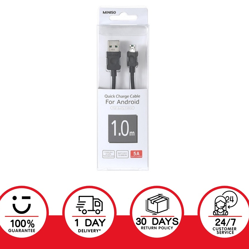 Miniso Quick Charge Cable For Android 5A (Black) | Shopee Philippines