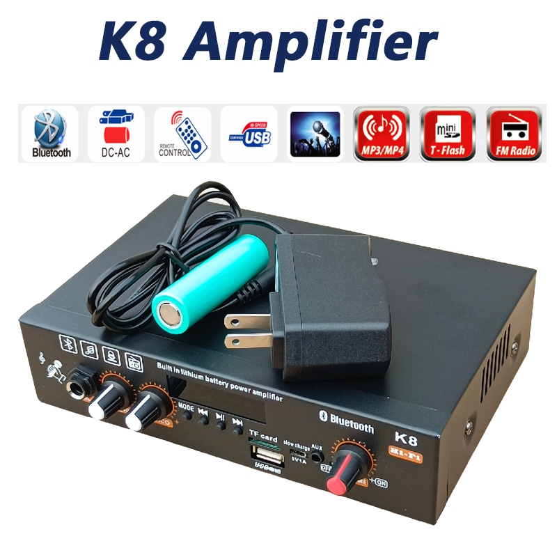 K8 Amplifier Outdoor Digital 18650 Battery Bass Audio Amplifier ...