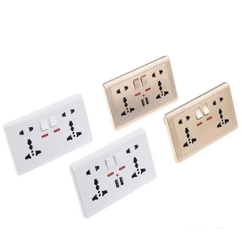 COD universal power socket 5 holes dual usb charger port socket ...