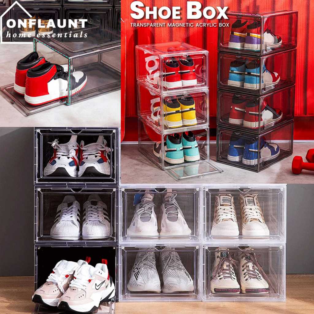OnFlaunt Shoe Box Transparent Magnetic Front Door | Shoe Storage ...
