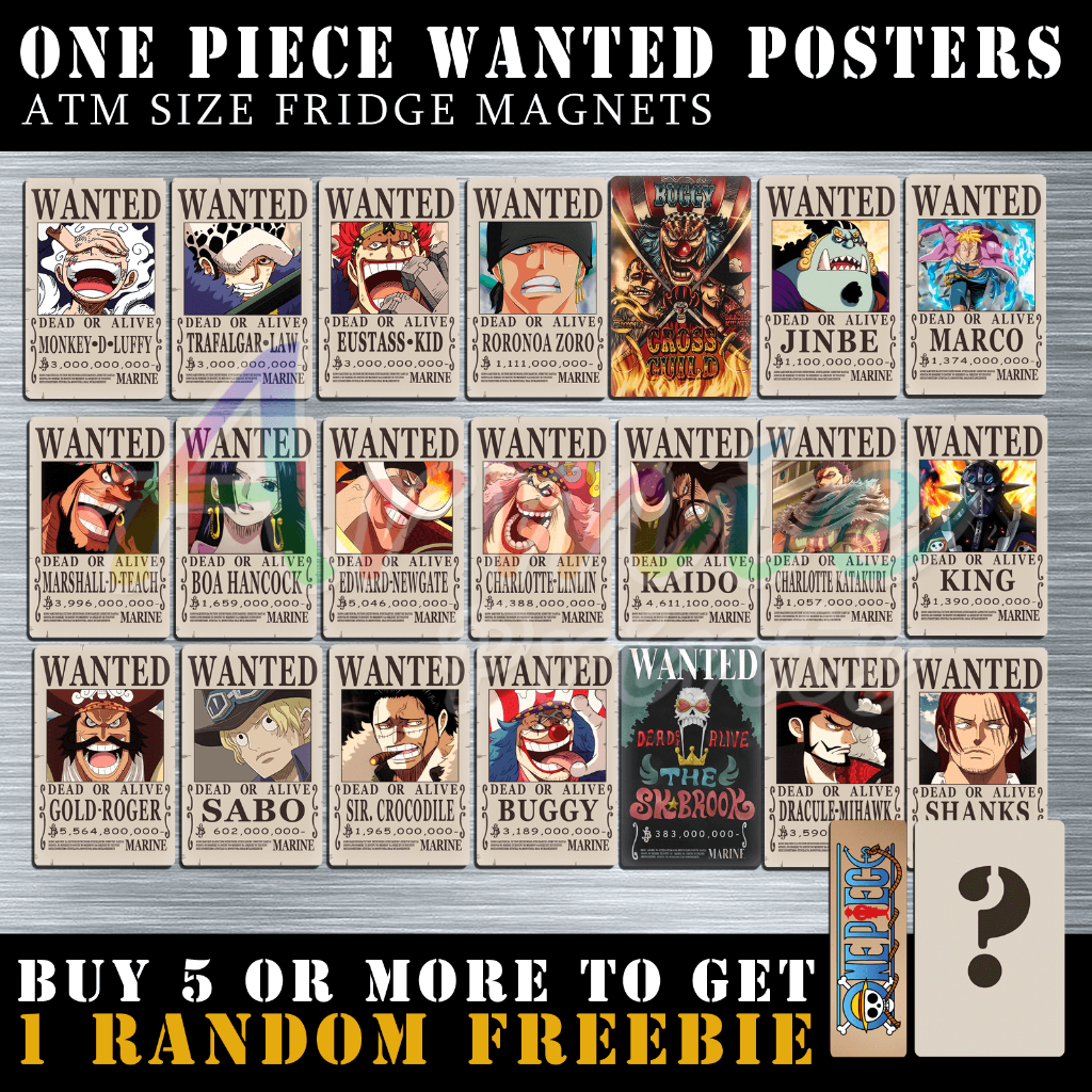 One Piece Wanted Poster UPDATED Bounty after WANO Ref Magnet ATM Size ...