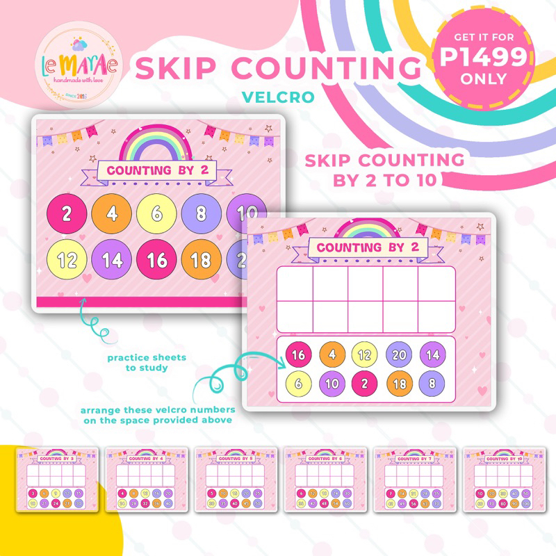 SKIP COUNTING Velcro Matching Worksheets Laminated Educational ...